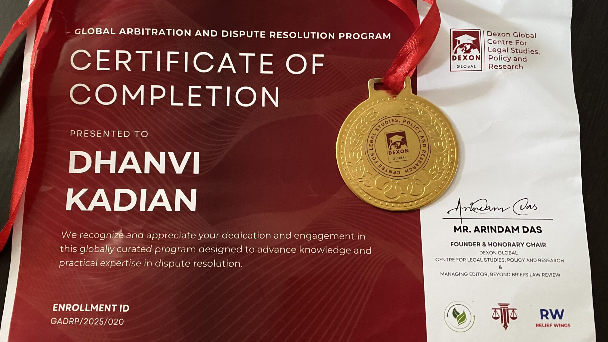 Dhanvi Kadian Shines as a Top Performer in the Global Arbitration and Dispute Resolution Program ...