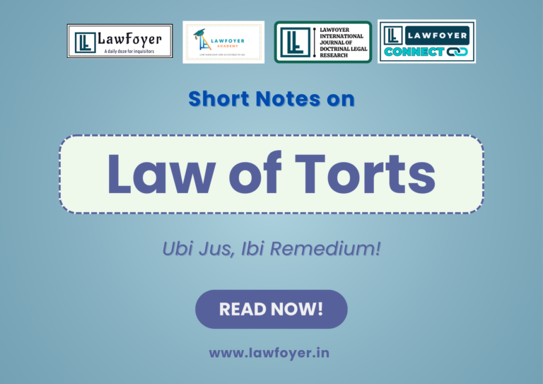 Law of Torts – Notes | LawFoyer