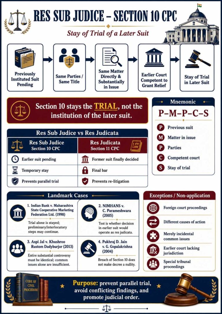 Res Sub Judice under Section 10 CPC: Meaning, Conditions, Stay of Suit ...
